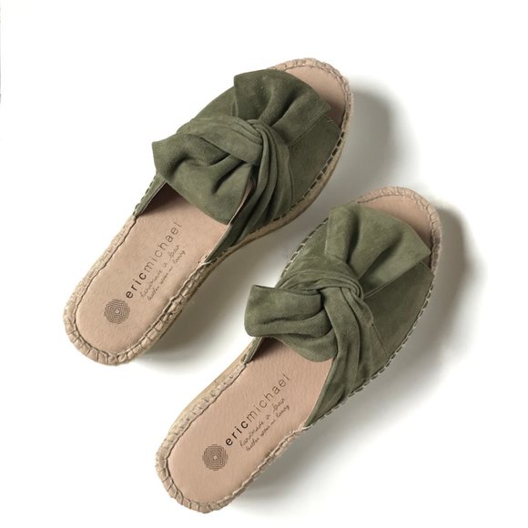 Eric Michael | Shoes | Eric Michael Sybil Sage Green Platform Slides ...
